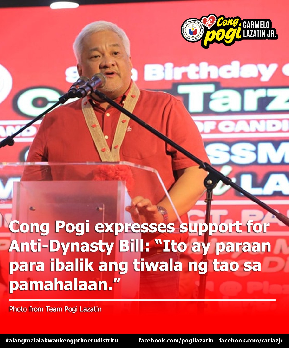 Cong Pogi Lazatin pushes Anti-Dynasty Bill - Philippine Daily Post